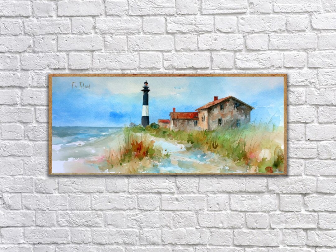 Fire Island Lighthouse Panoramic Poster – Vintage New York Seascape ...
