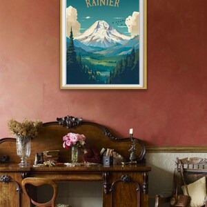 Mt Rainier Poster, Mt Rainier Print, Washington State Poster, Mount ...