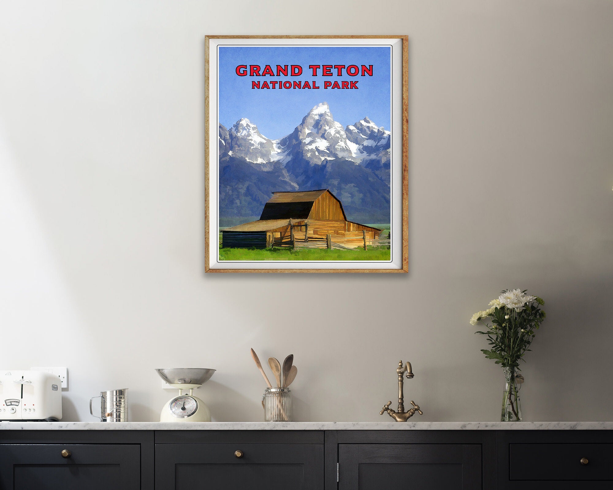 Grand Teton Poster National Park Print Teton Barn Photo - Etsy