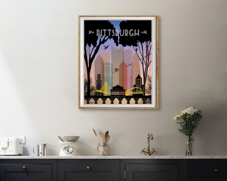 Pittsburgh Skyline Print Pennsylvania Art Pittsburgh Poster - Etsy