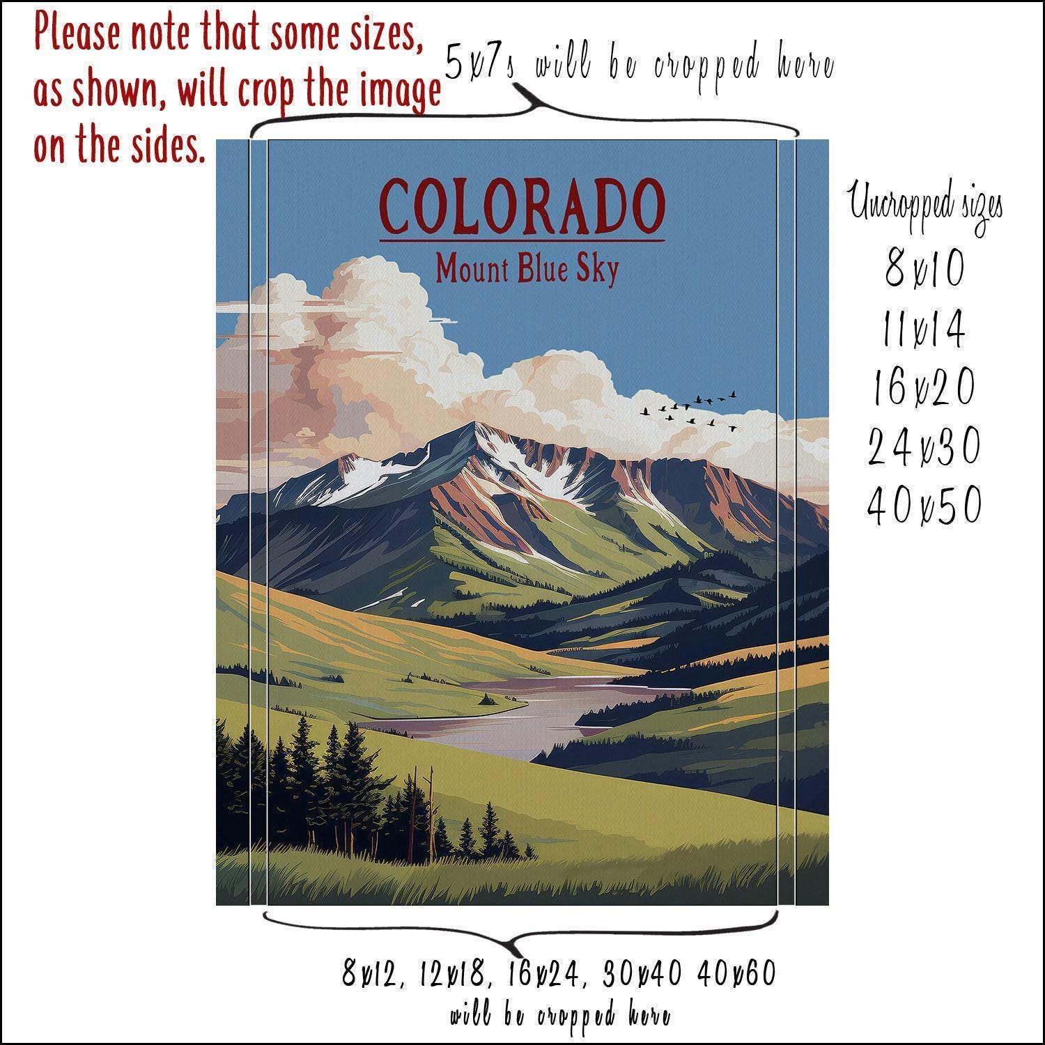 Mount Blue Sky Poster, Colorado Print, Denver Art, Mount Blue Sky Print ...