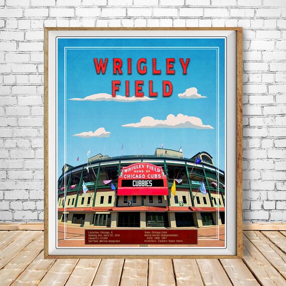 Chicago Cubs Poster Wrigley Field Print Chicago Decor | Etsy