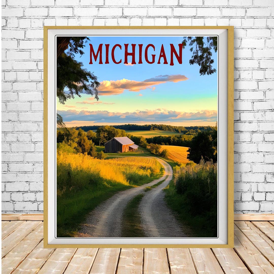 Michigan Poster, Landscape Print, Rural Michigan Print, Summer Decor ...
