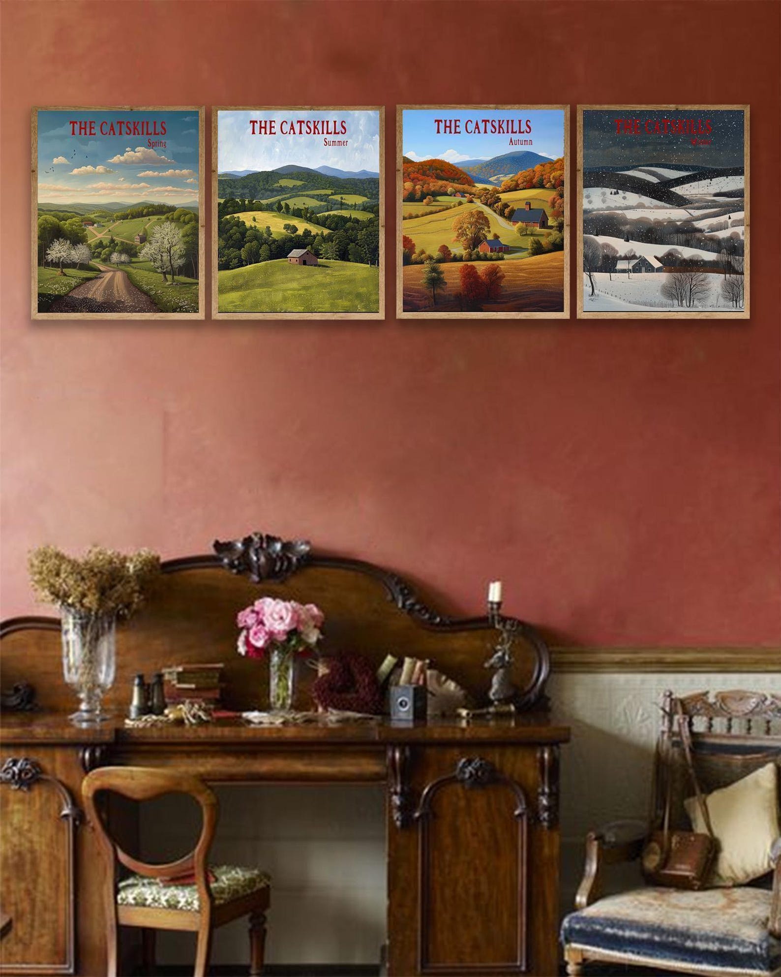 Catskills Posters, Discounted Set, New York State Prints, Four Seasons ...