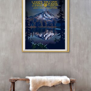 Mount Lassen Poster, National Park Poster, California Decor, Mount ...