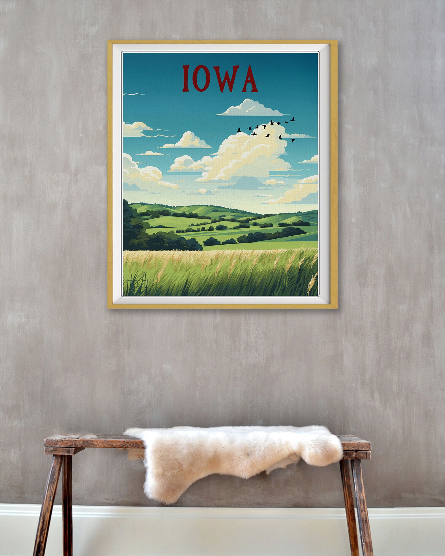 Iowa Poster, Iowa Landscape Print, Iowa Decor, Iowa Countryside, Des ...