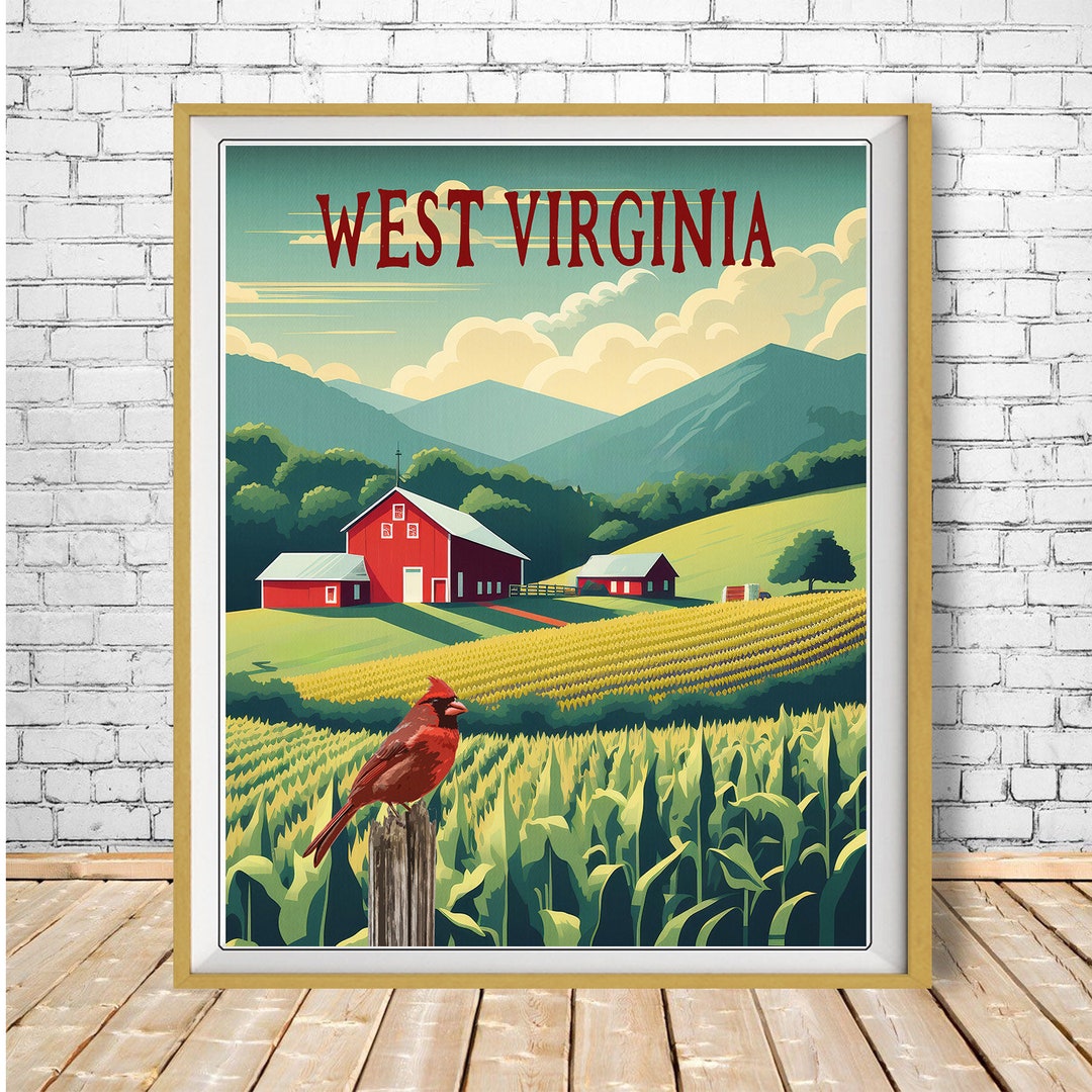 West Virginia Poster, Cardinal Print, State Bird, West Virginia ...