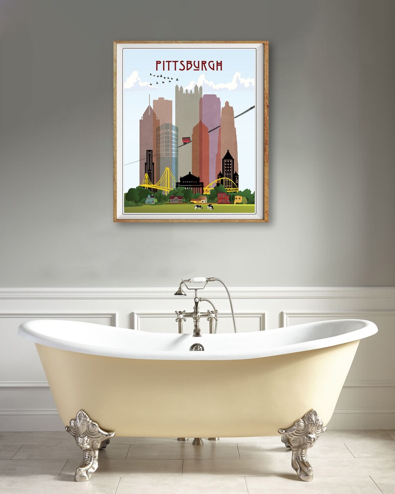 Pittsburgh Poster Pennsylvania Print Pittsburgh Skyline - Etsy