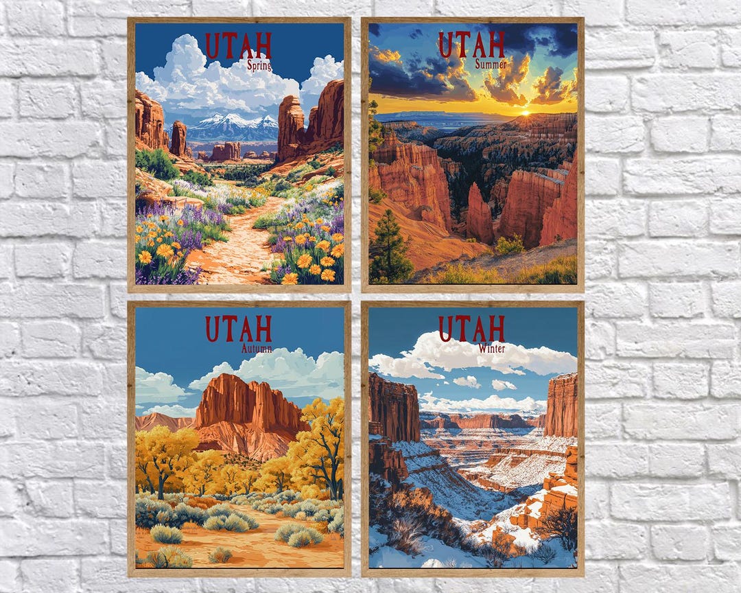 Utah Canyons, Arches, Desert Landscape Posters, Four Seasons, National ...