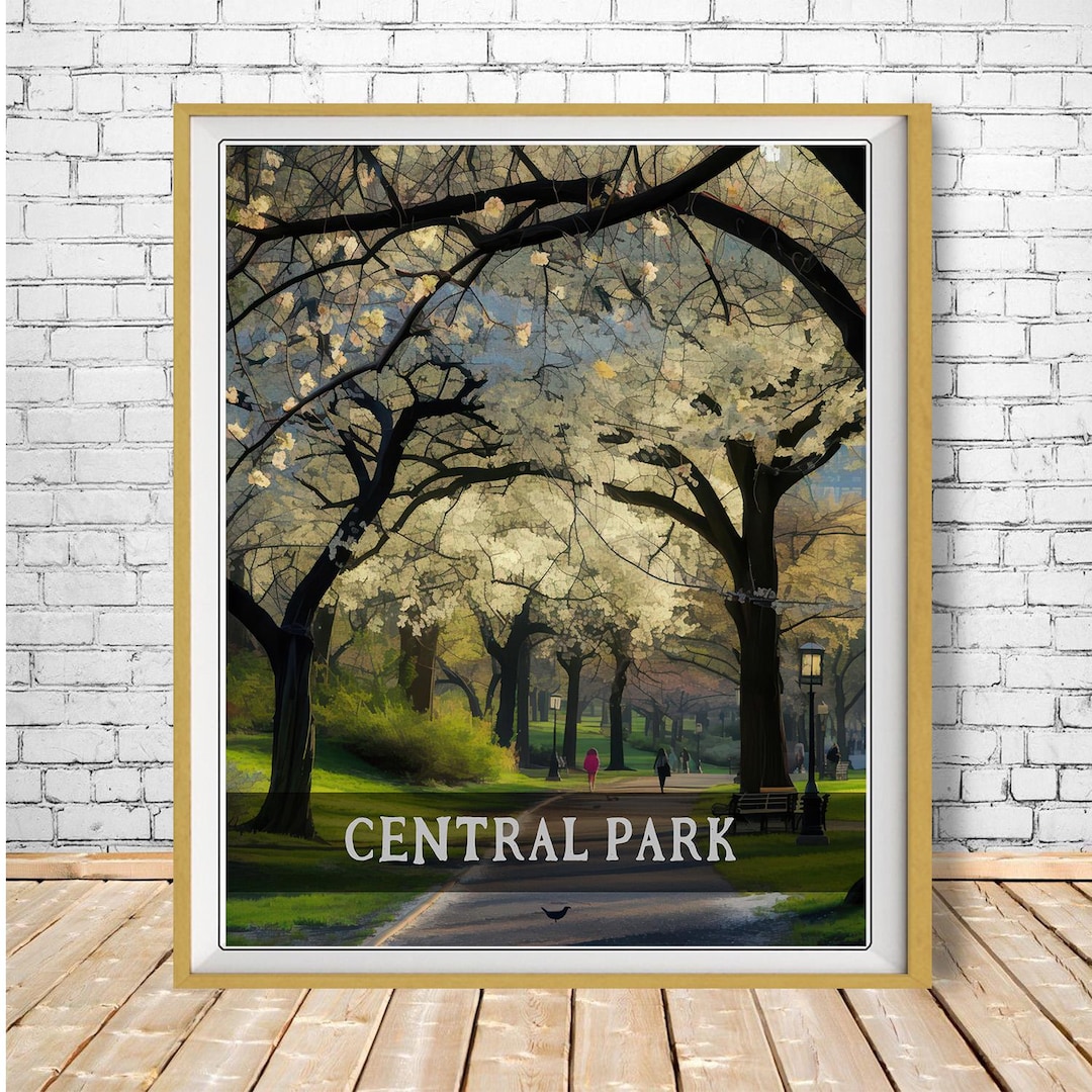 Central Park Poster, New York City Print, Spring Colors, Central Park ...