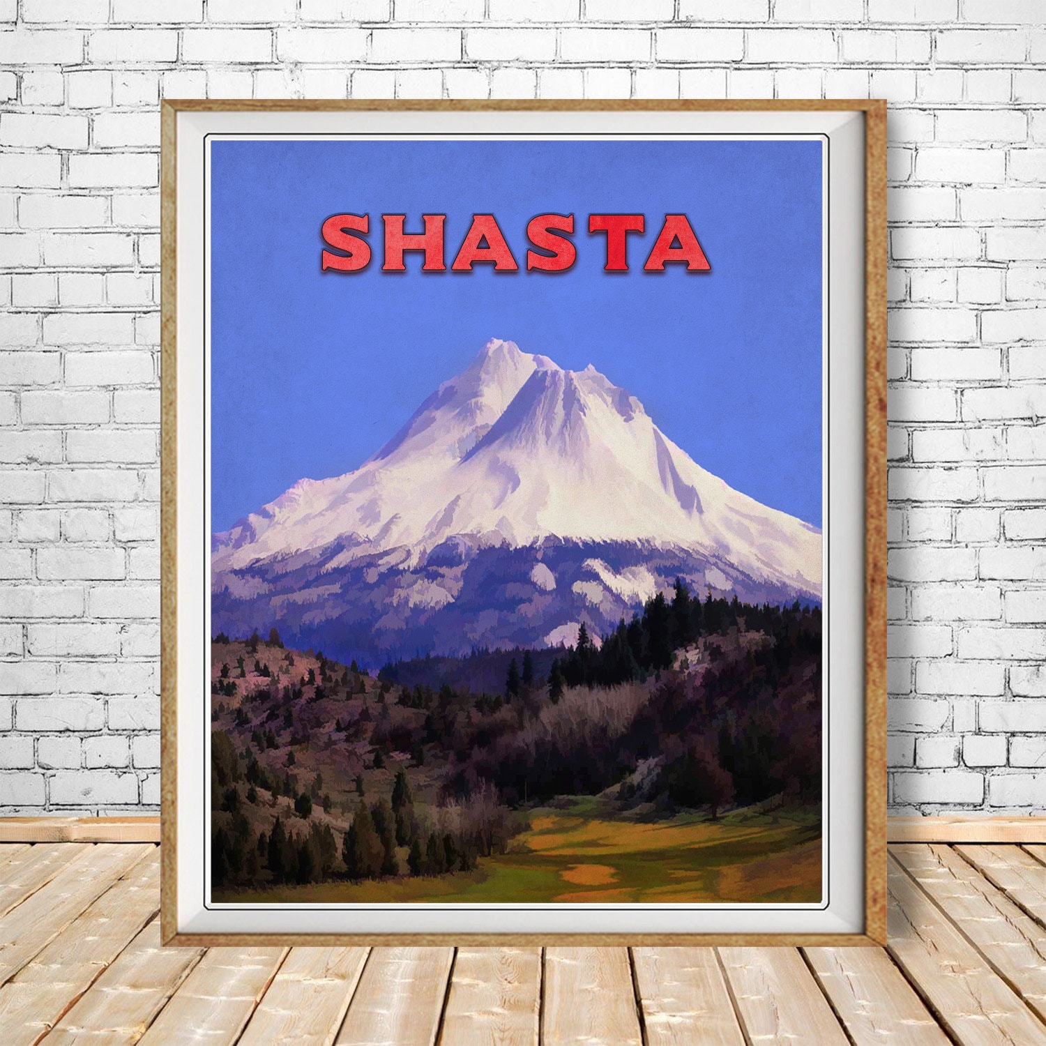 Mt Shasta Poster, California Print, Mount Shasta Print, California ...