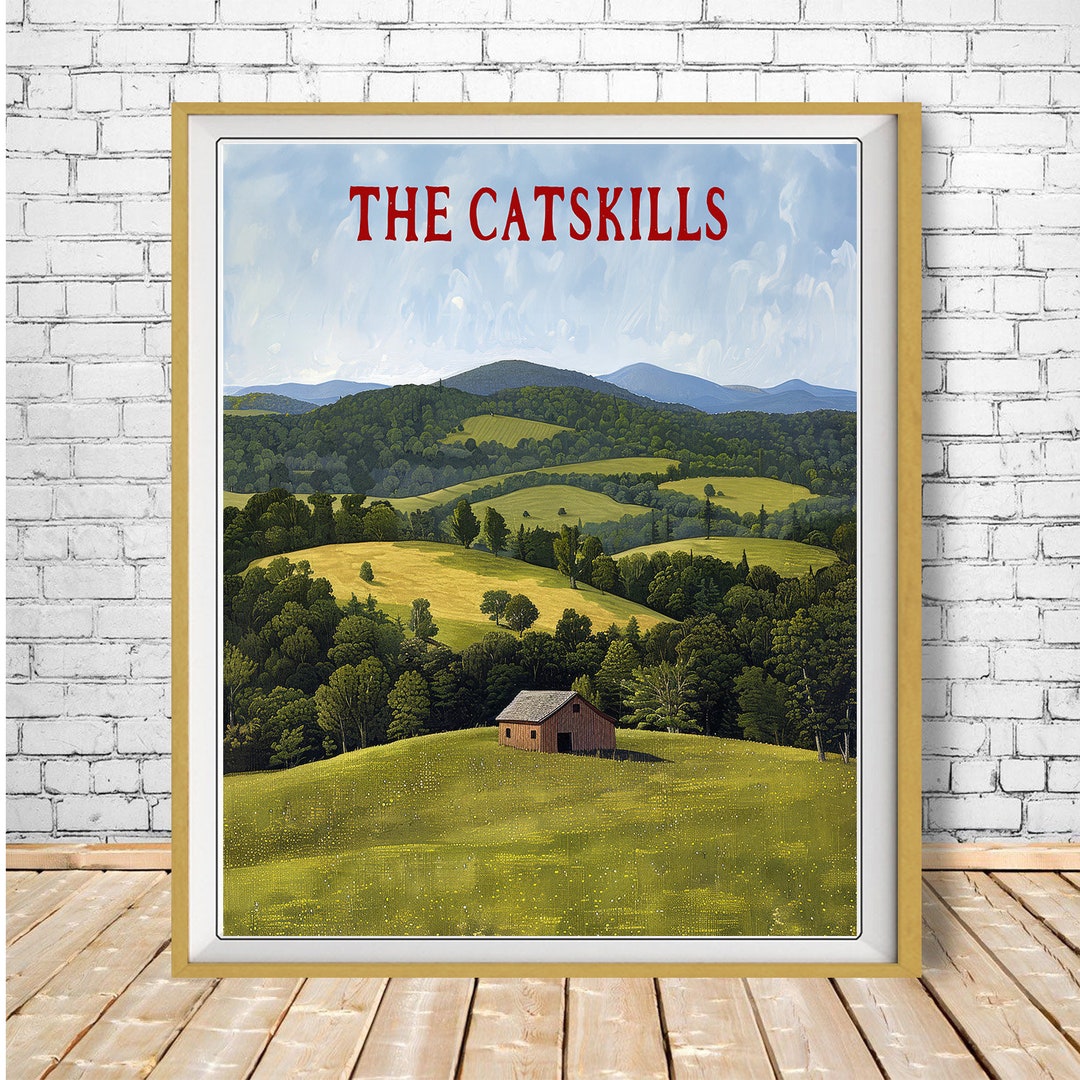 Catskills Poster, Rural New York Countryside Print, Summer Landscape ...