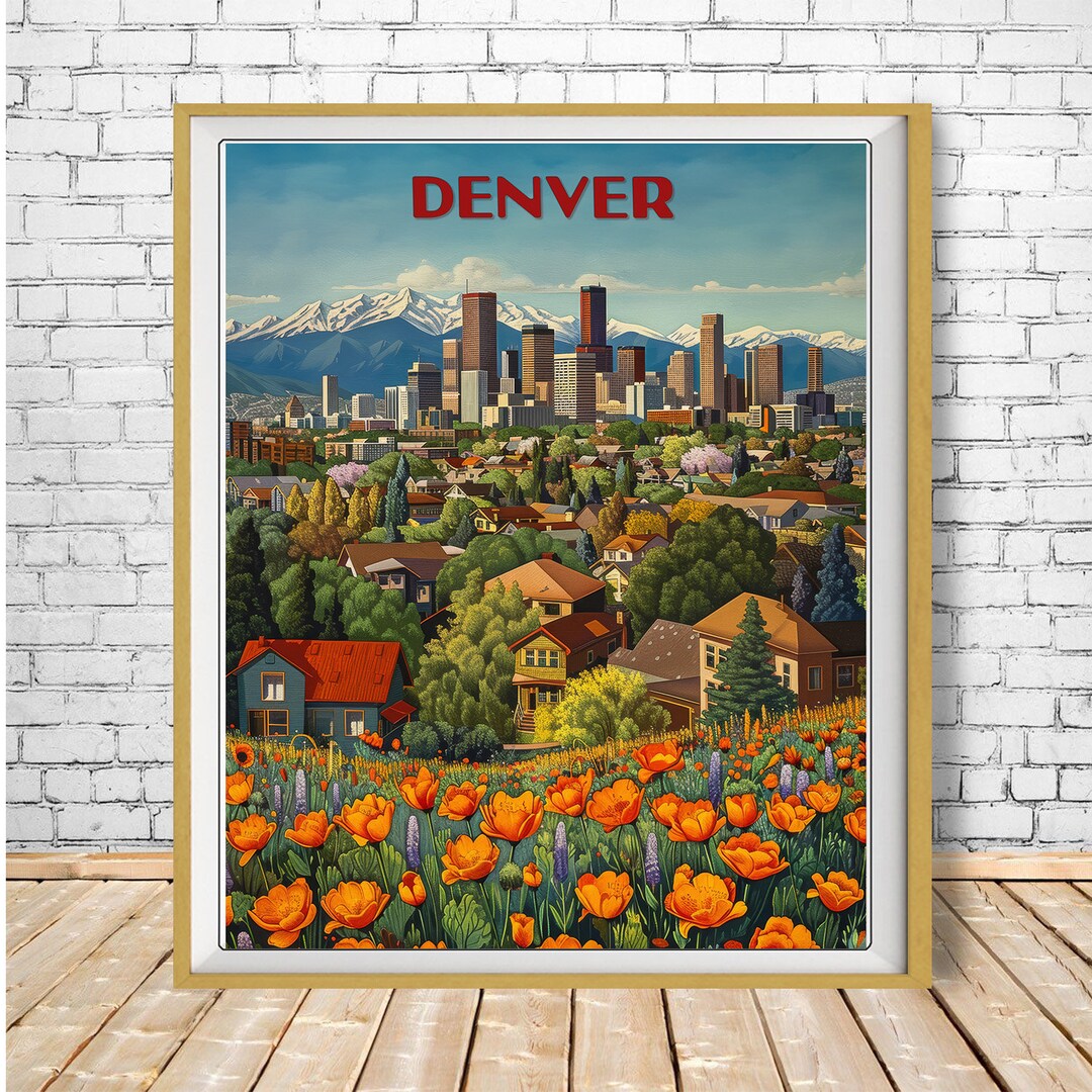 Denver Poster, Colorado Print, Vintage Travel Poster, Retro Travel ...