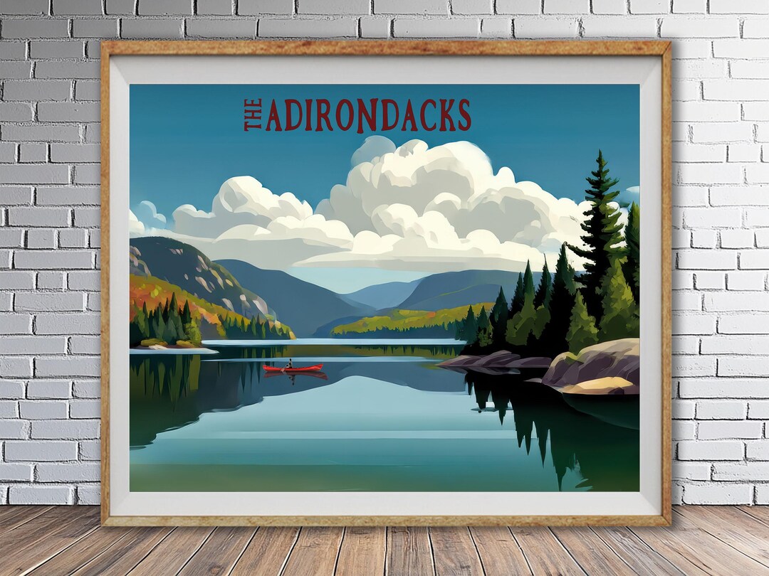 Adirondacks Poster, Canoe Print, Upper State New York Poster ...