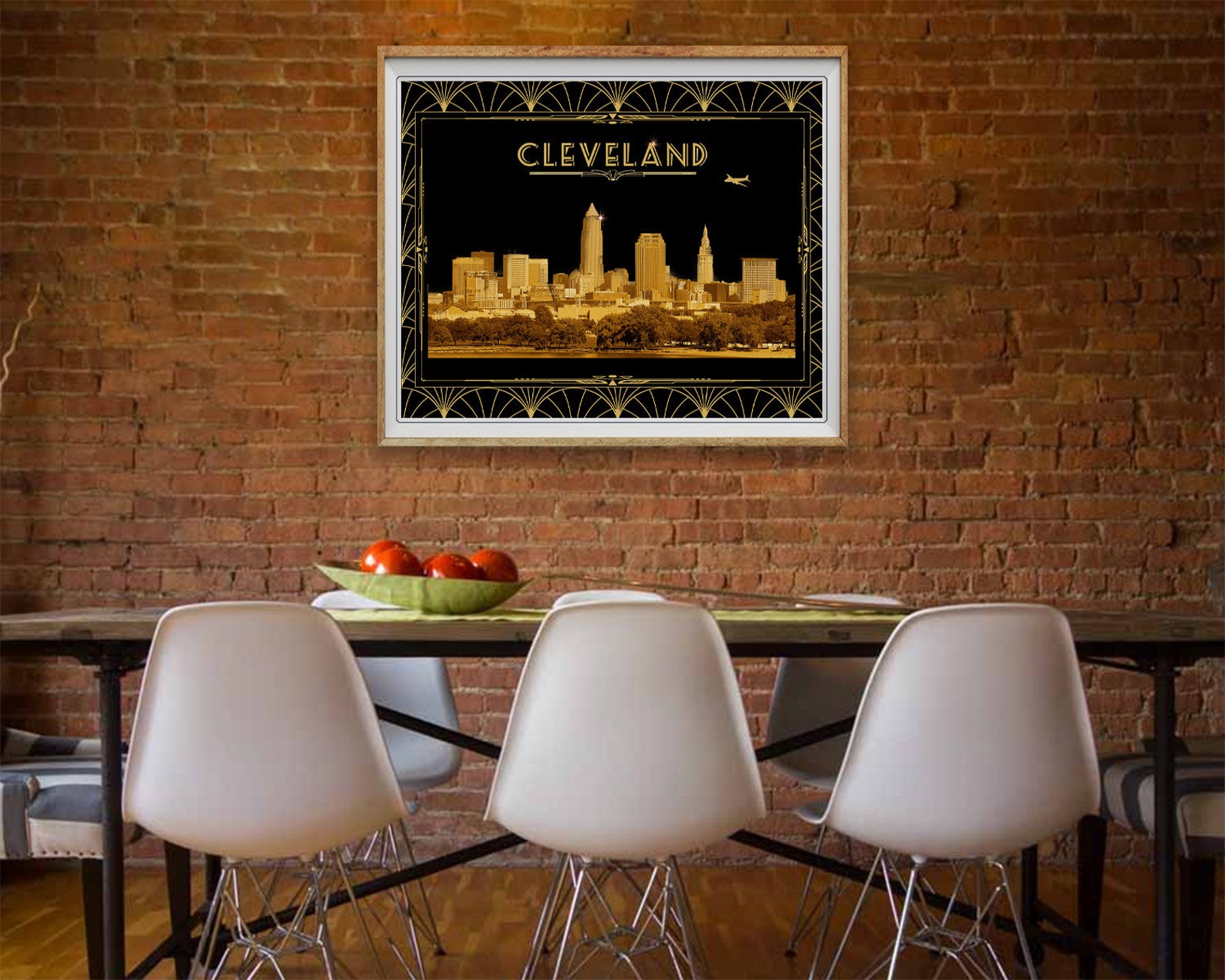 Cleveland Skyline Print Art Deco Poster Cleveland Poster | Etsy