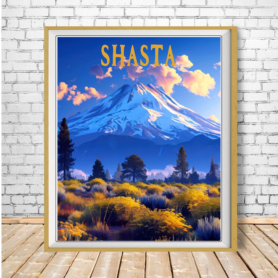 Mt Shasta Poster, California Print, Mount Shasta Print, Northern ...