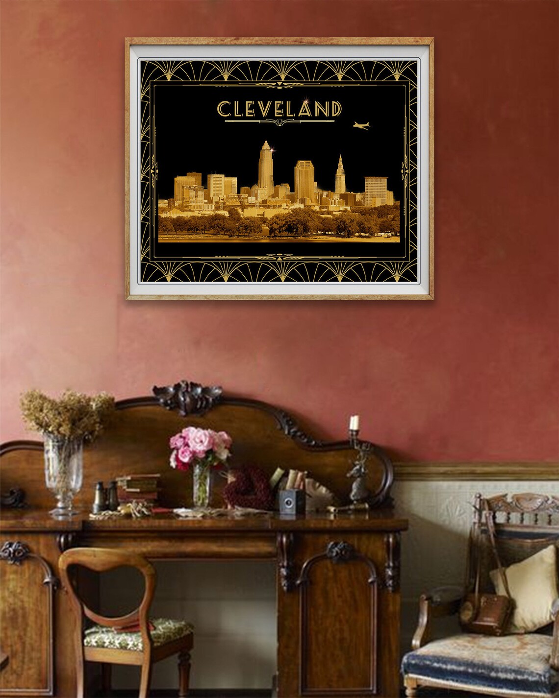 Cleveland Skyline Print, Art Deco Poster, Cleveland Poster, Ohio Print ...