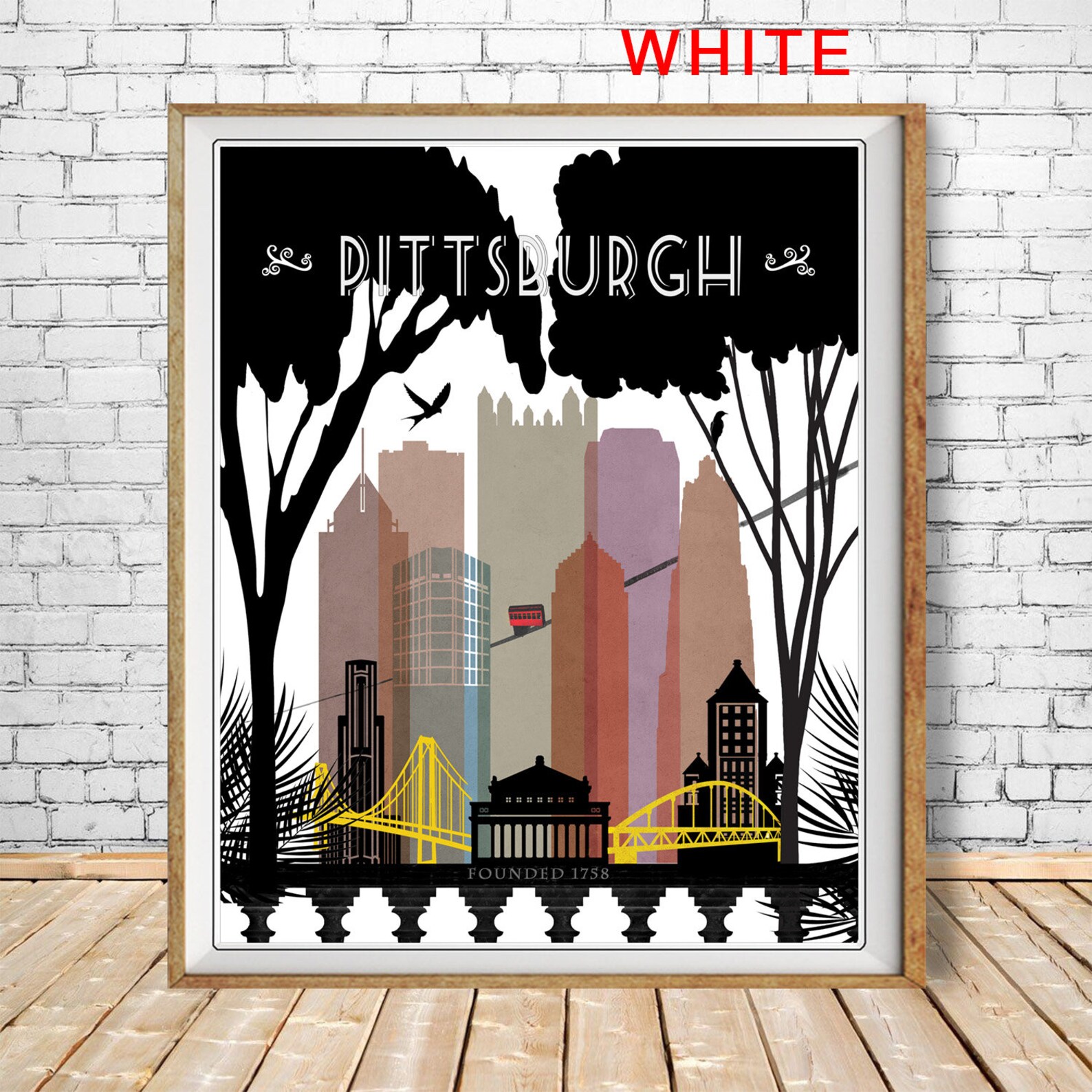 Pittsburgh Skyline Print Pennsylvania Art Pittsburgh Poster - Etsy