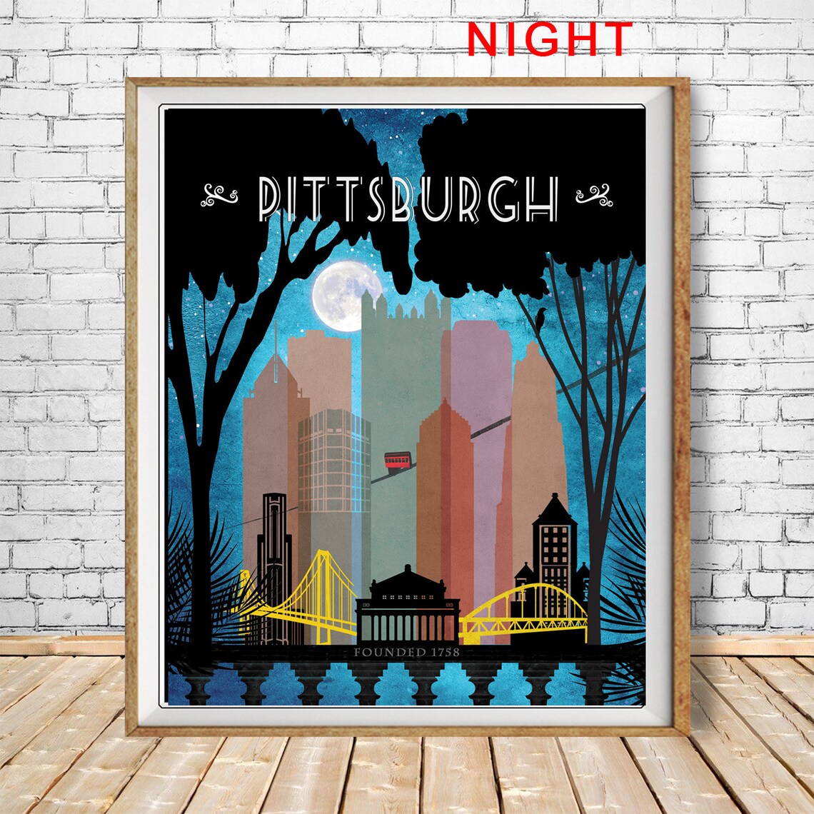 Pittsburgh Skyline Print Pennsylvania Art Pittsburgh Poster - Etsy