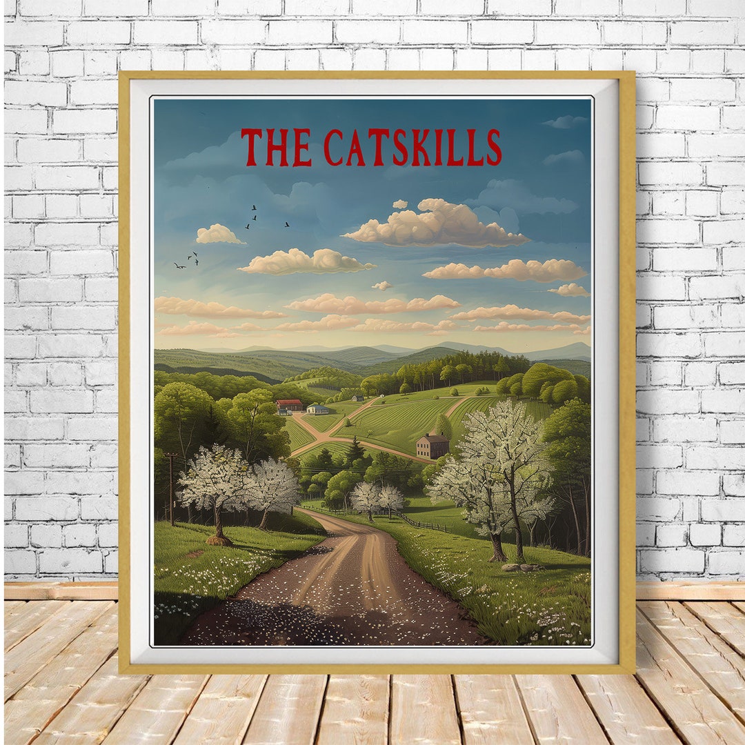 Catskills Poster, Rural New York Countryside Print, Spring Landscape ...