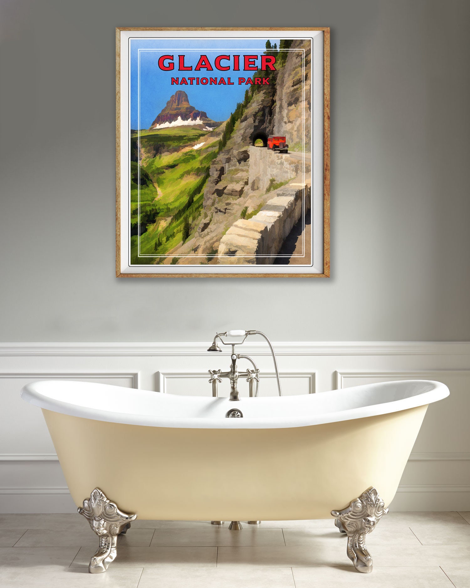 Glacier National Park Poster Glacier Red Bus Print Logan | Etsy