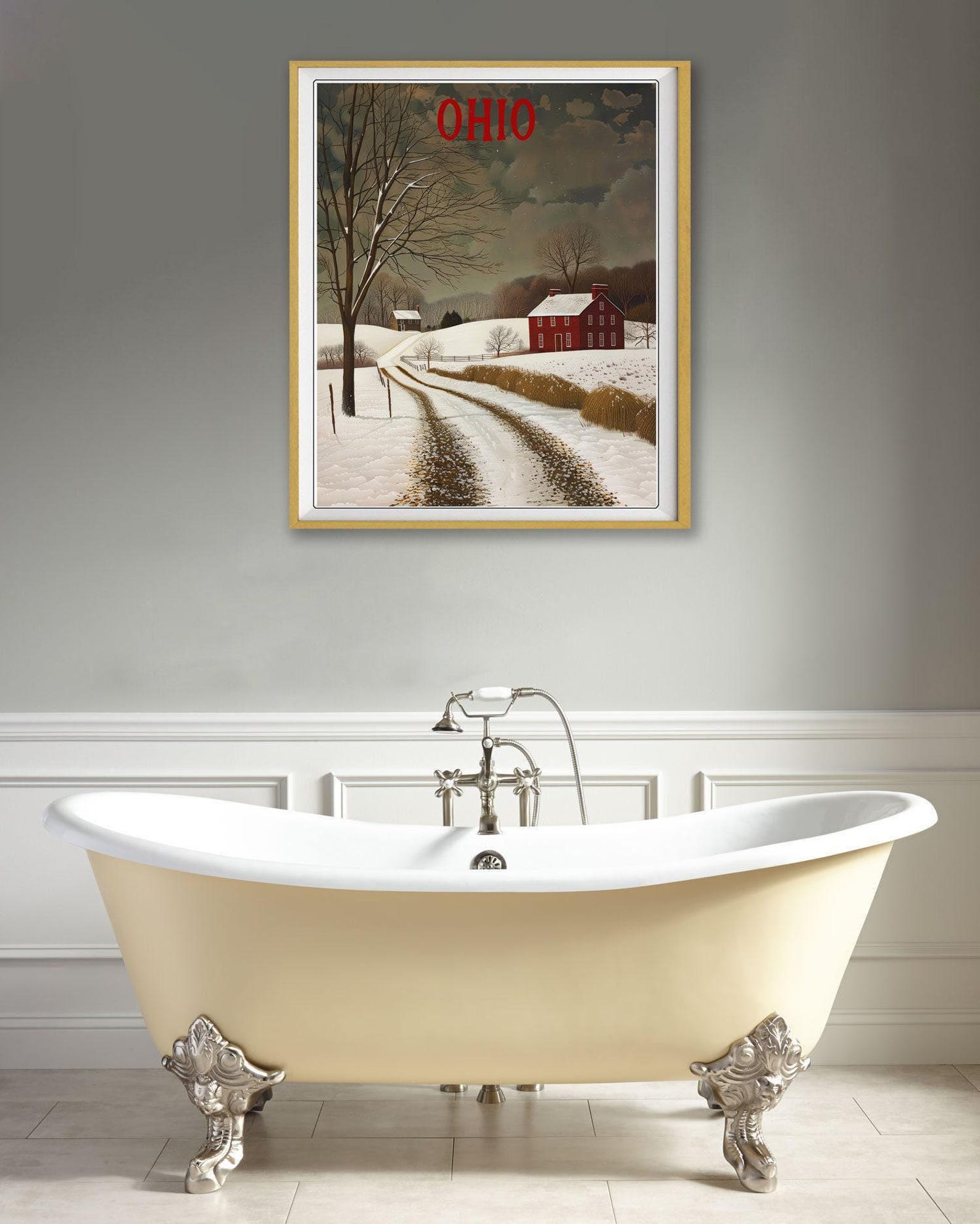 Ohio Poster, Rural Ohio Landscape Print, Winter Landscape Poster, Ohio ...
