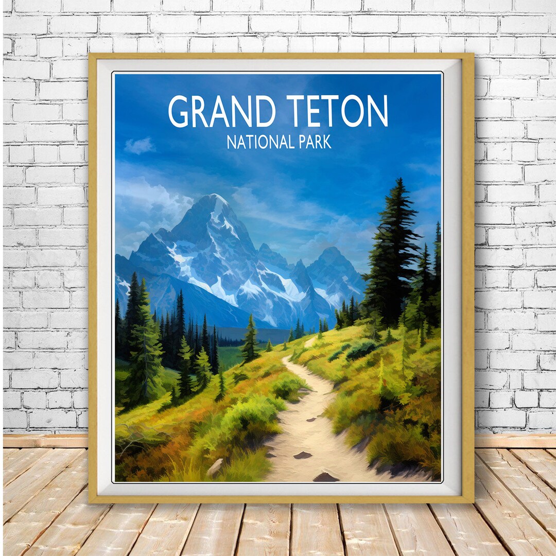Grand Teton Poster, National Park Print, Mountain Landscape Print ...