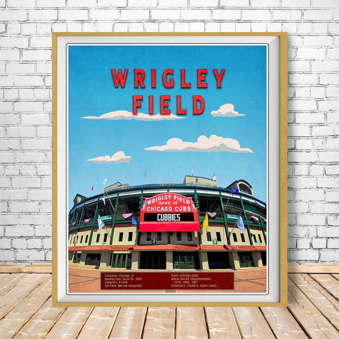Chicago Cubs Poster, Wrigley Field Print, Chicago Decor, Vintage ...