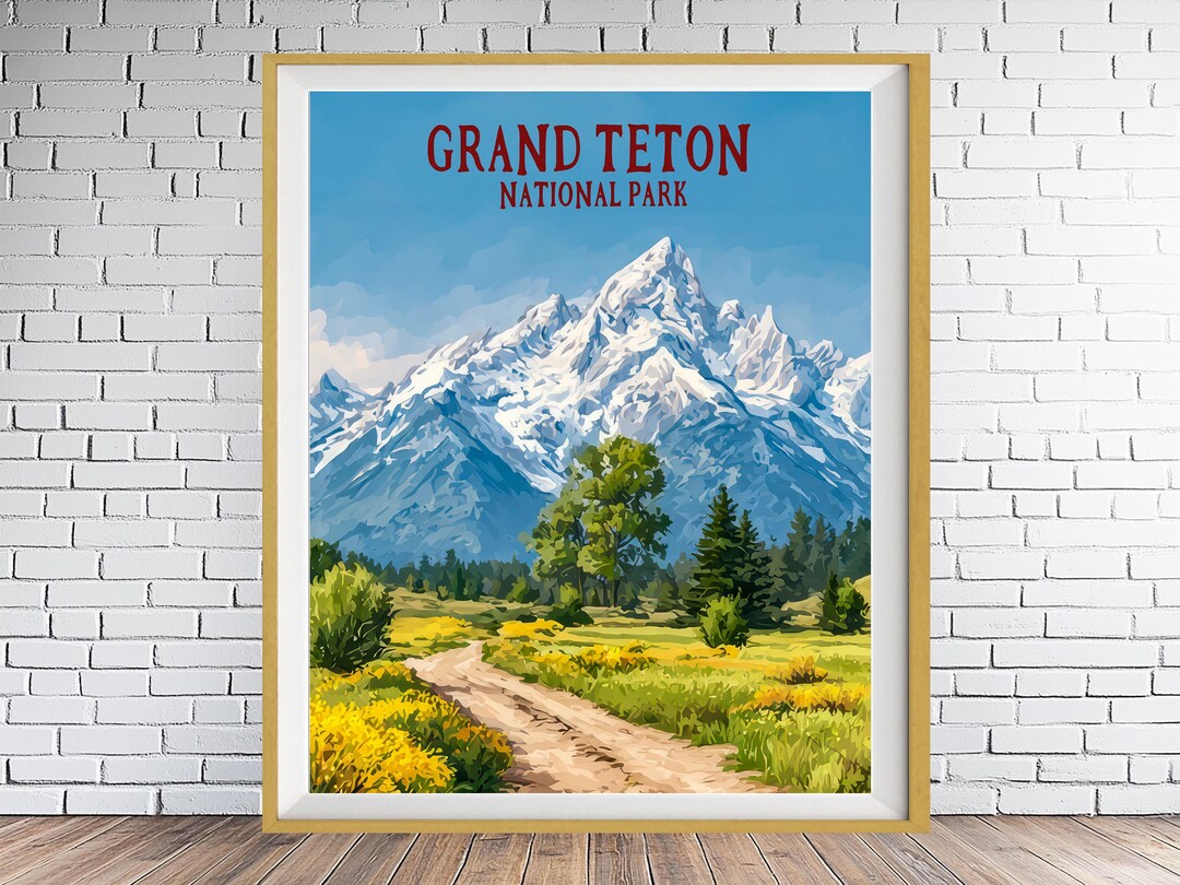 Grand Teton Poster, National Park Print, Mountain Landscape Print ...