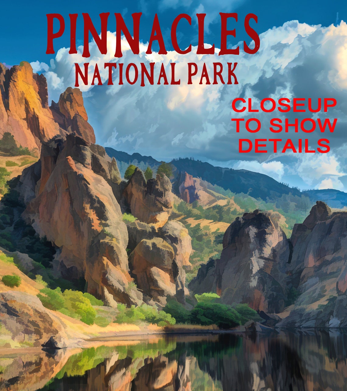 Pinnacles National Park Poster, California Decor, Pinnacles Vintage ...