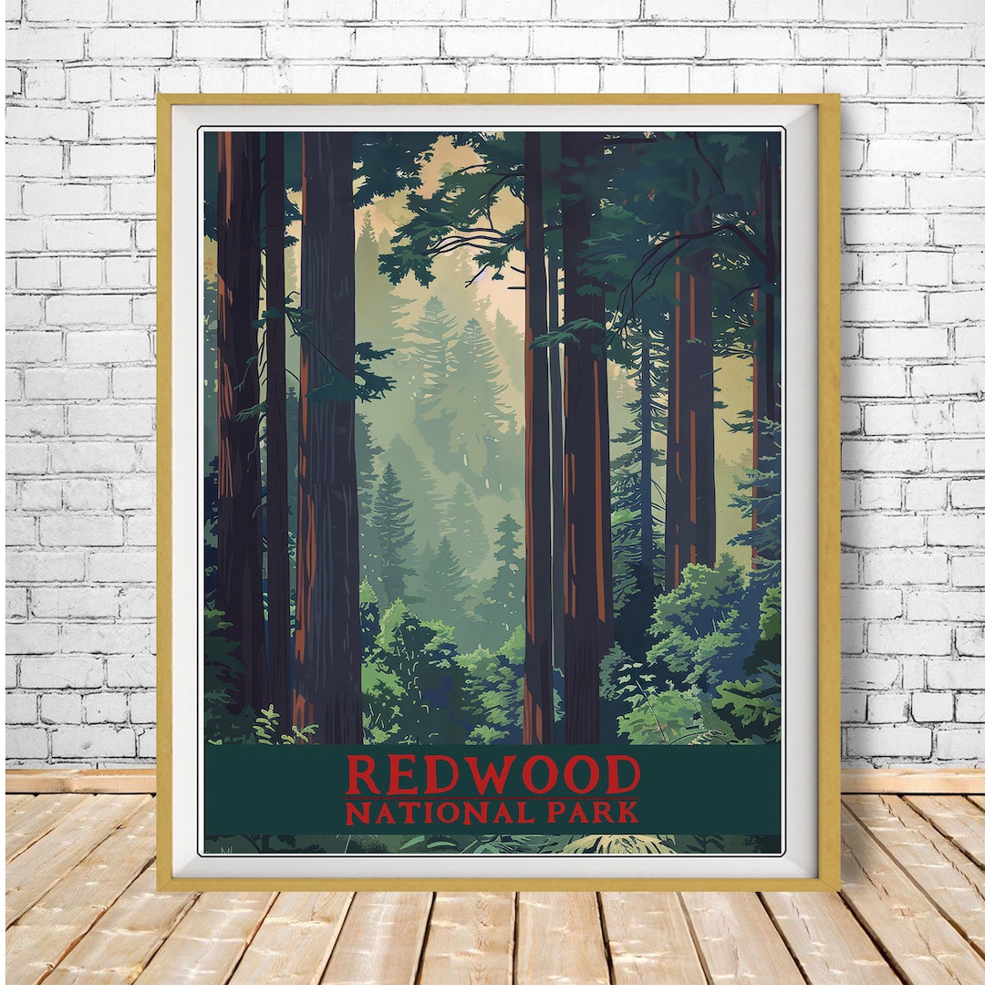 Redwood National Park Poster, Redwoods Print, California Poster ...