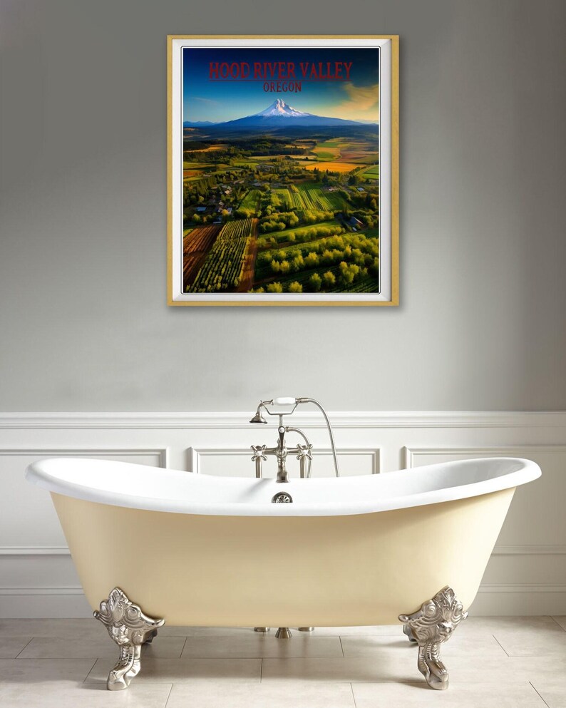 Hood River Valley Print, Mount Hood Poster, Oregon Poster, Portland Art ...