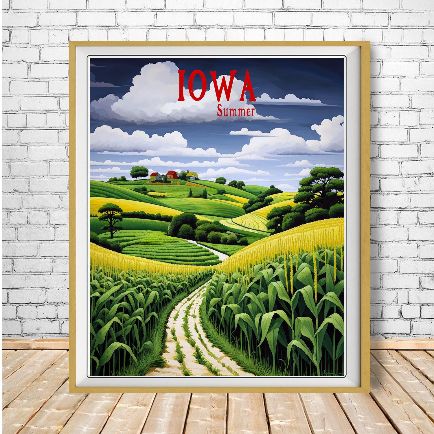 Iowa Poster, Iowa Landscape Print, Summer Landscape Poster, Iowa ...