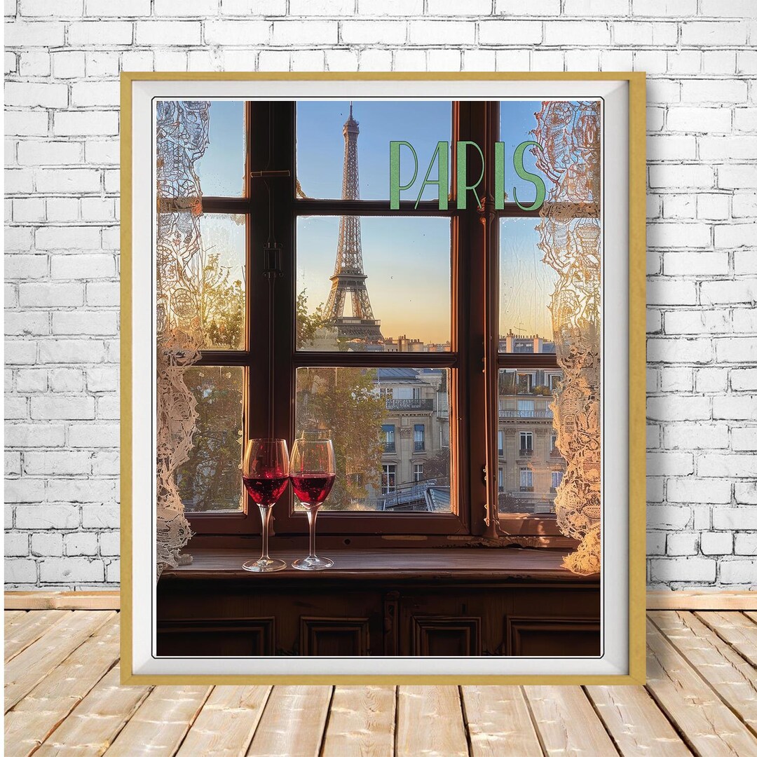 Paris Travel Poster, Eiffel Tower Print, Wine Decor, France Poster ...