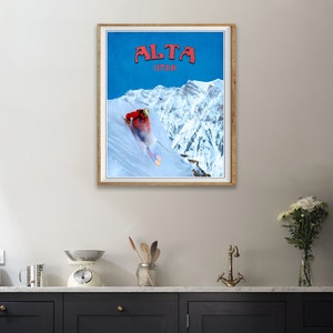 Alta Utah Poster, Utah Print, Alta Ski Resort Print, Skiing Poster ...