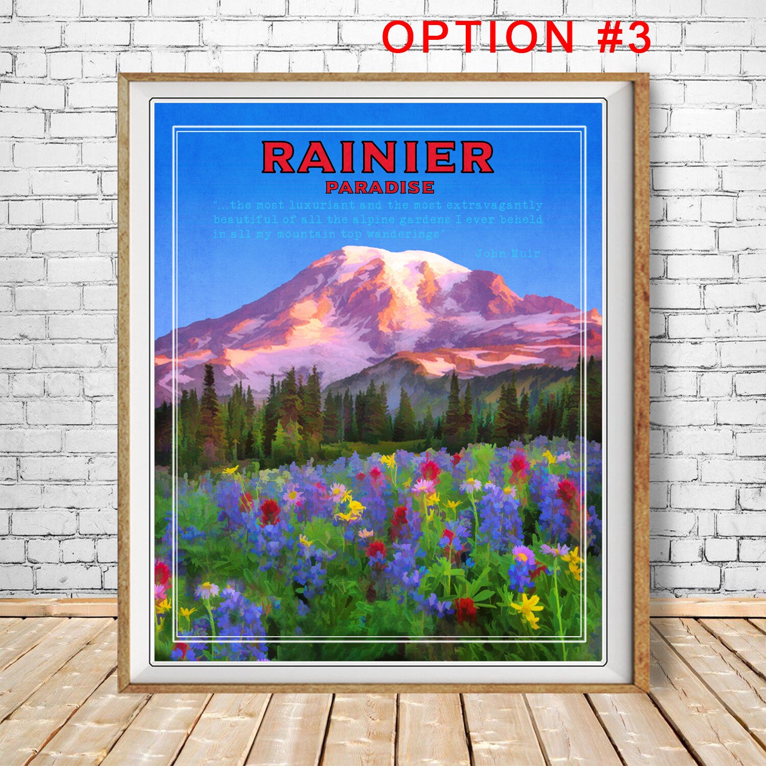 Mt Rainier Poster Mt Rainier Print Washington State Poster | Etsy