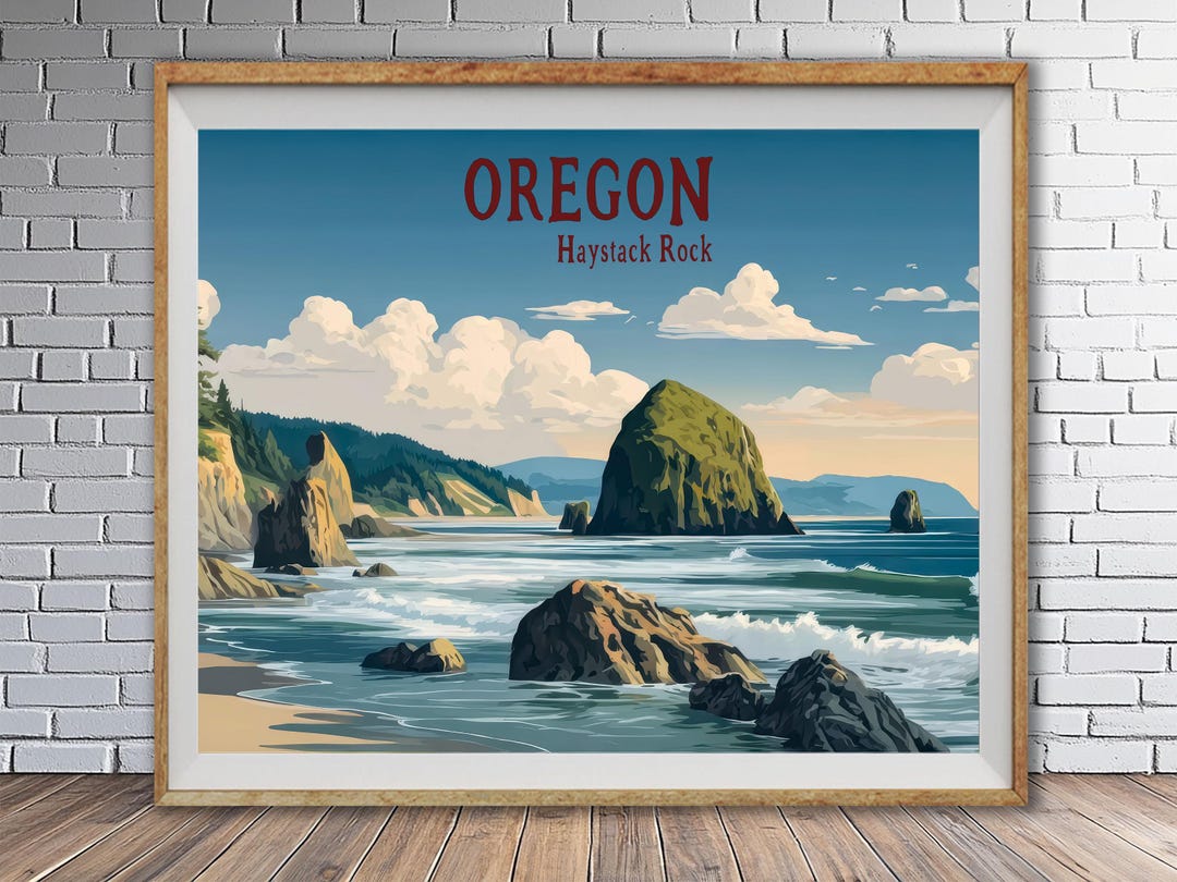 Oregon Coast Poster, Cannon Beach Decor, Haystack Rock, Portland Decor ...
