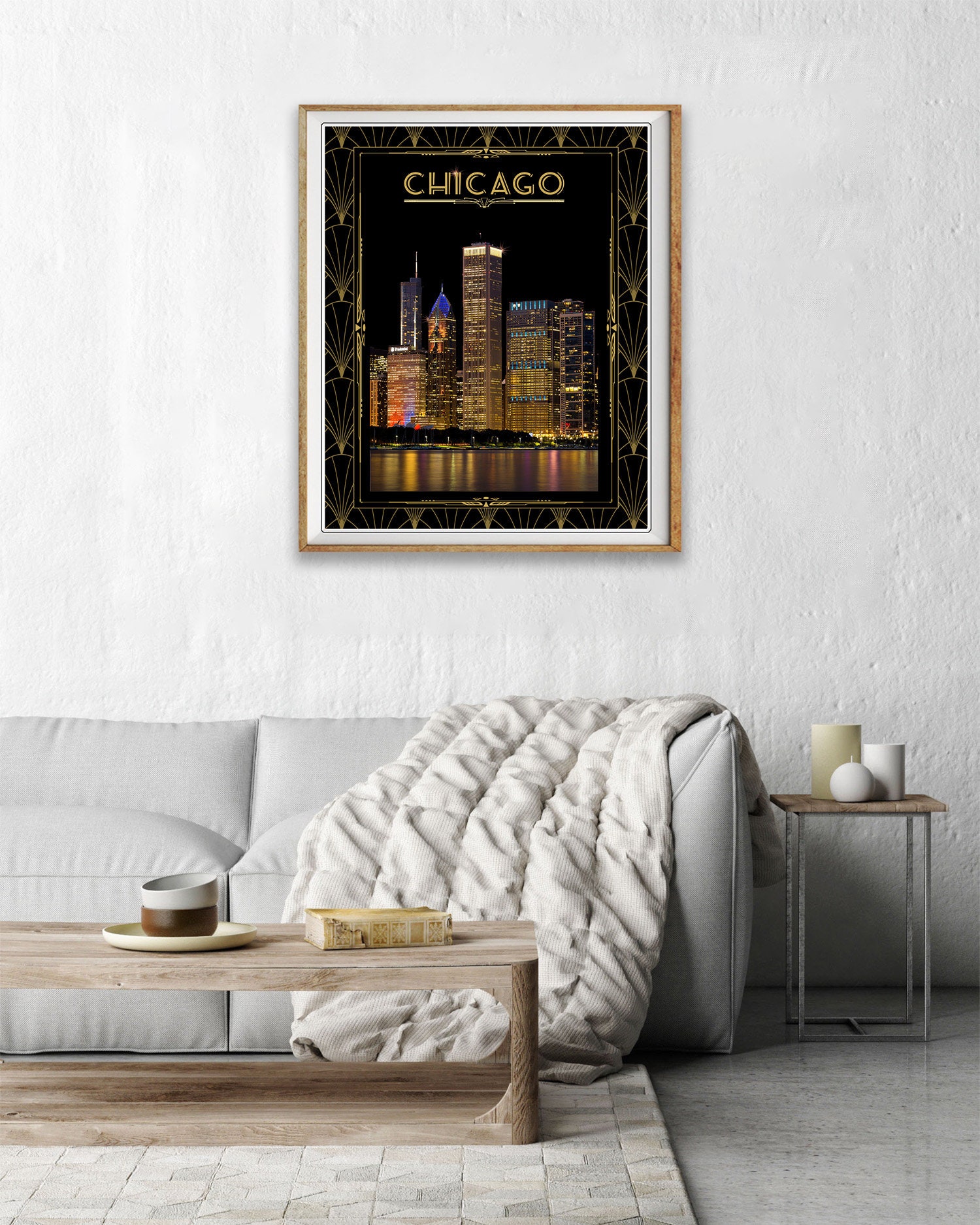 Chicago Poster Chicago Skyline Print Art Deco Chicago - Etsy
