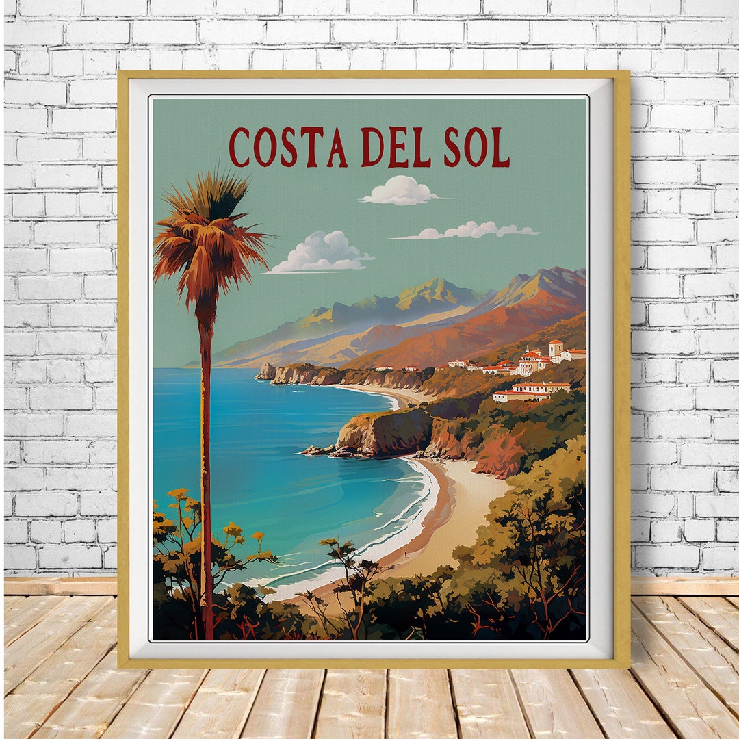 Costa Del Sol Poster, Spain Print, Vintage Travel Poster, Malaga Decor ...