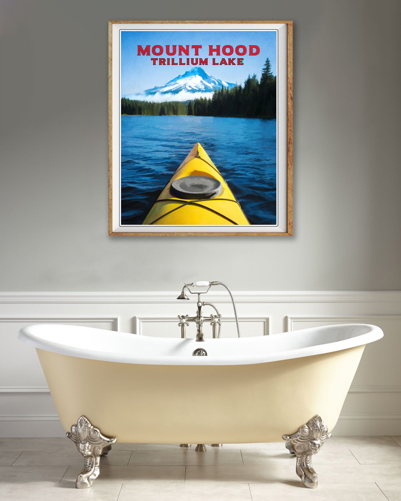 Mt Hood Poster, Kayak Print, Trillium Lake Print, Portland Oregon ...
