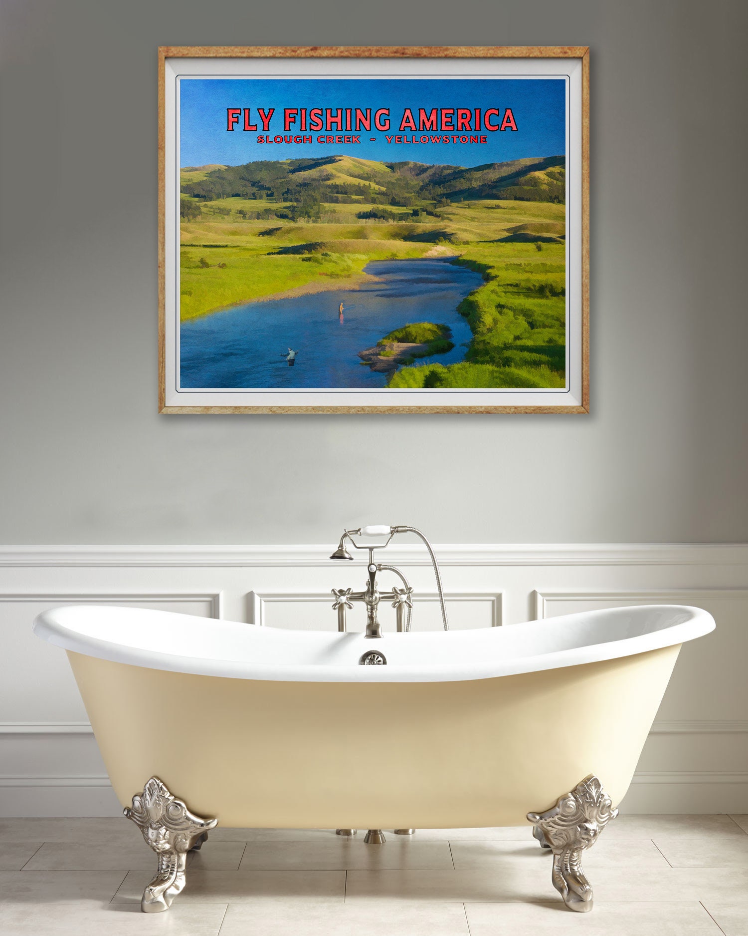 Fly Fishing Poster Yellowstone National Park Fishing Print - Etsy