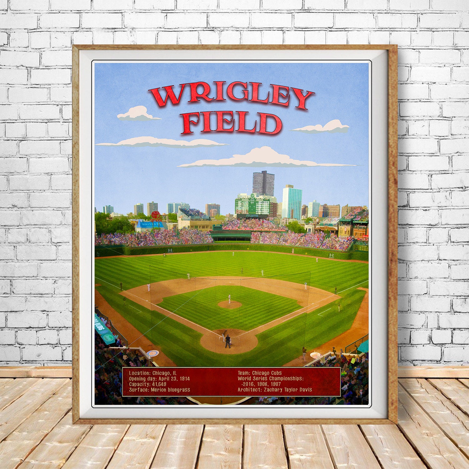 Chicago Cubs Poster Wrigley Field Print Chicago Decor - Etsy