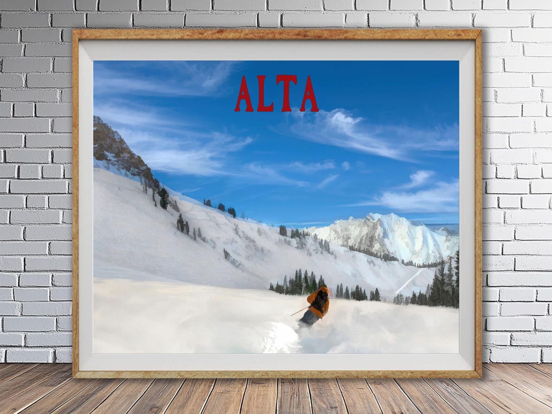 Alta Ski Poster, Utah Print, Alta Poster Resort Print, Skiing Poster ...