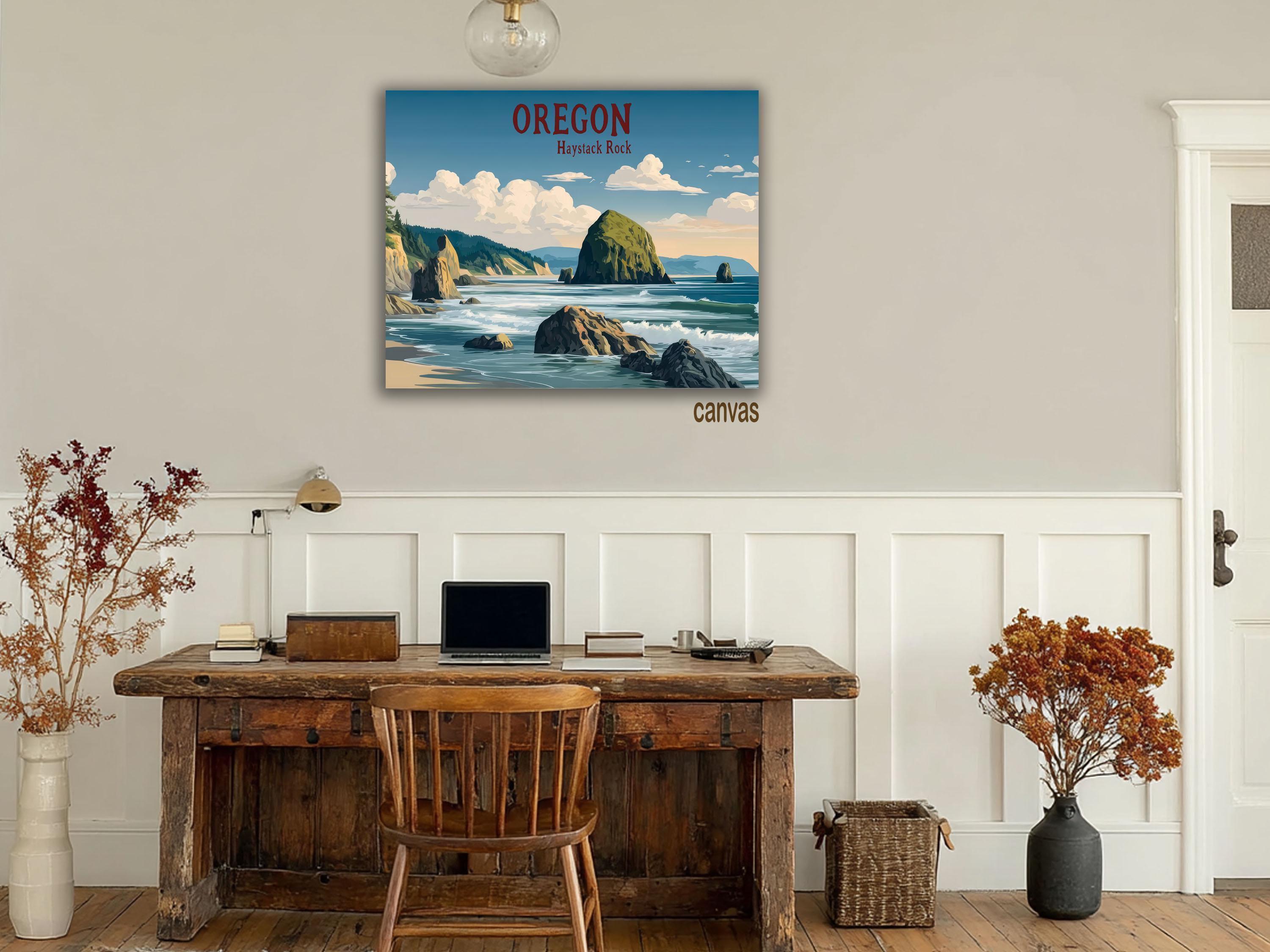 Oregon Coast Poster, Cannon Beach Decor, Haystack Rock, Portland Decor ...