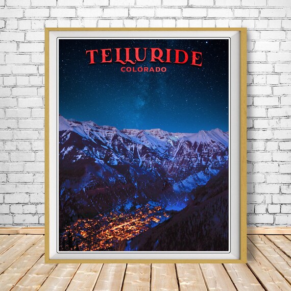 Telluride Poster Telluride Print Colorado Print Night | Etsy