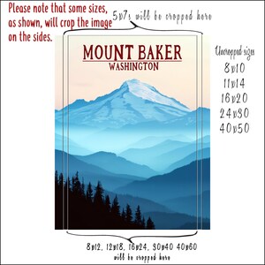 Mount Baker Poster, Cascade Mountains Print, Washington State, Seattle ...