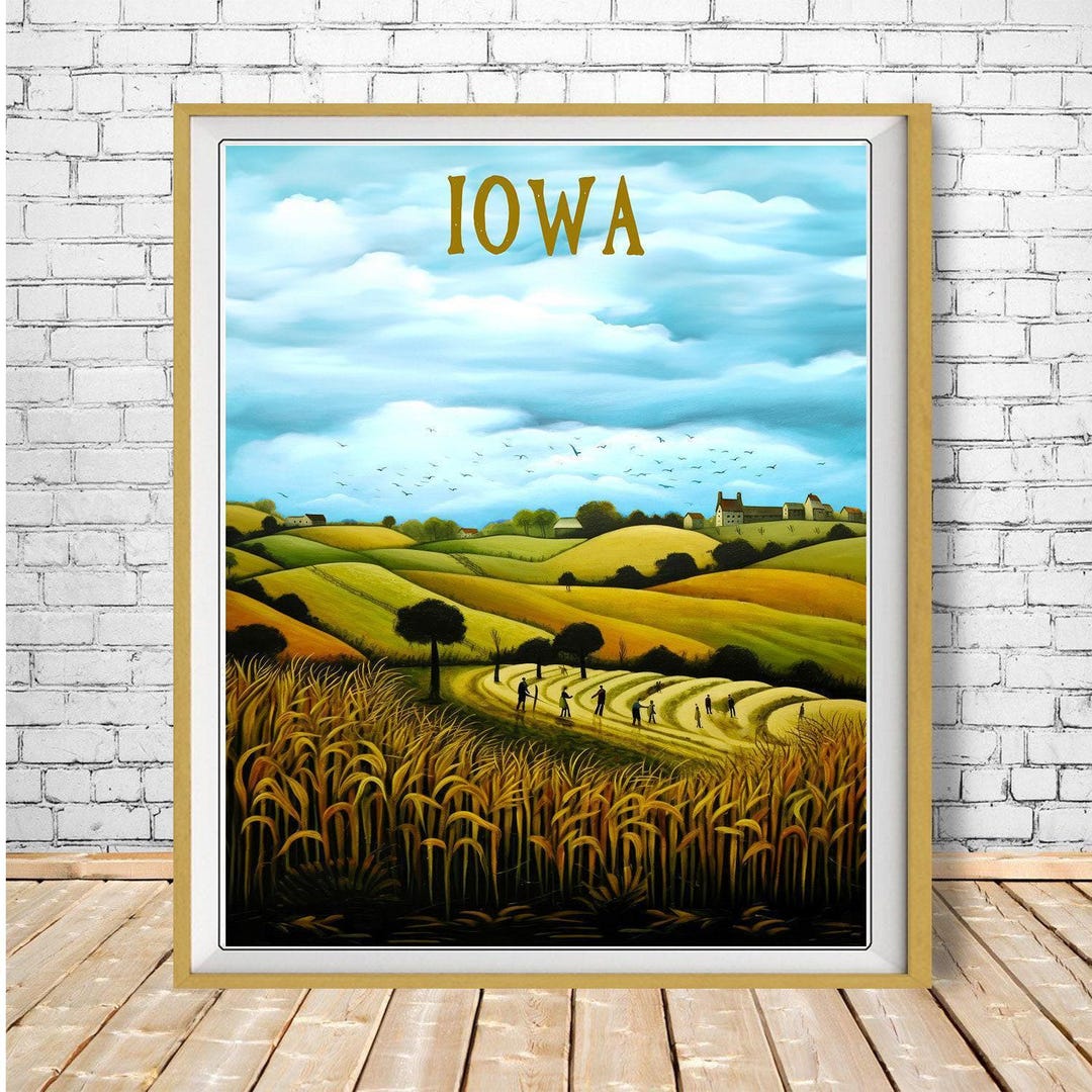 Iowa Poster, Iowa Landscape Print, Autumn Landscape Poster, Harvest ...