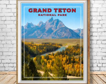 Grand Teton National Park Poster National Park Poster - Etsy