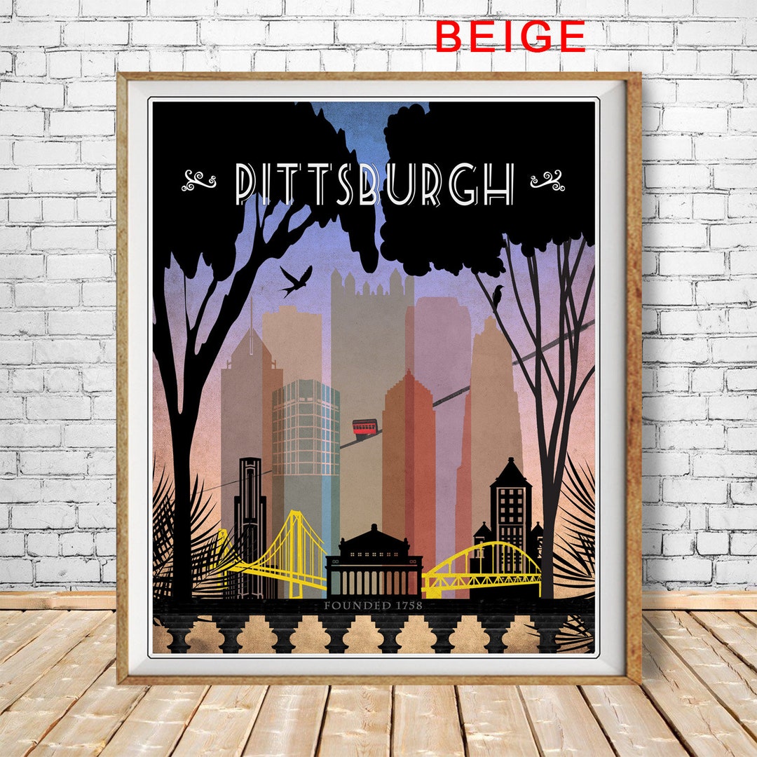 Pittsburgh Skyline Print, Pennsylvania Art, Pittsburgh Poster ...