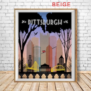 Pittsburgh Skyline Print Pennsylvania Art Pittsburgh Poster - Etsy